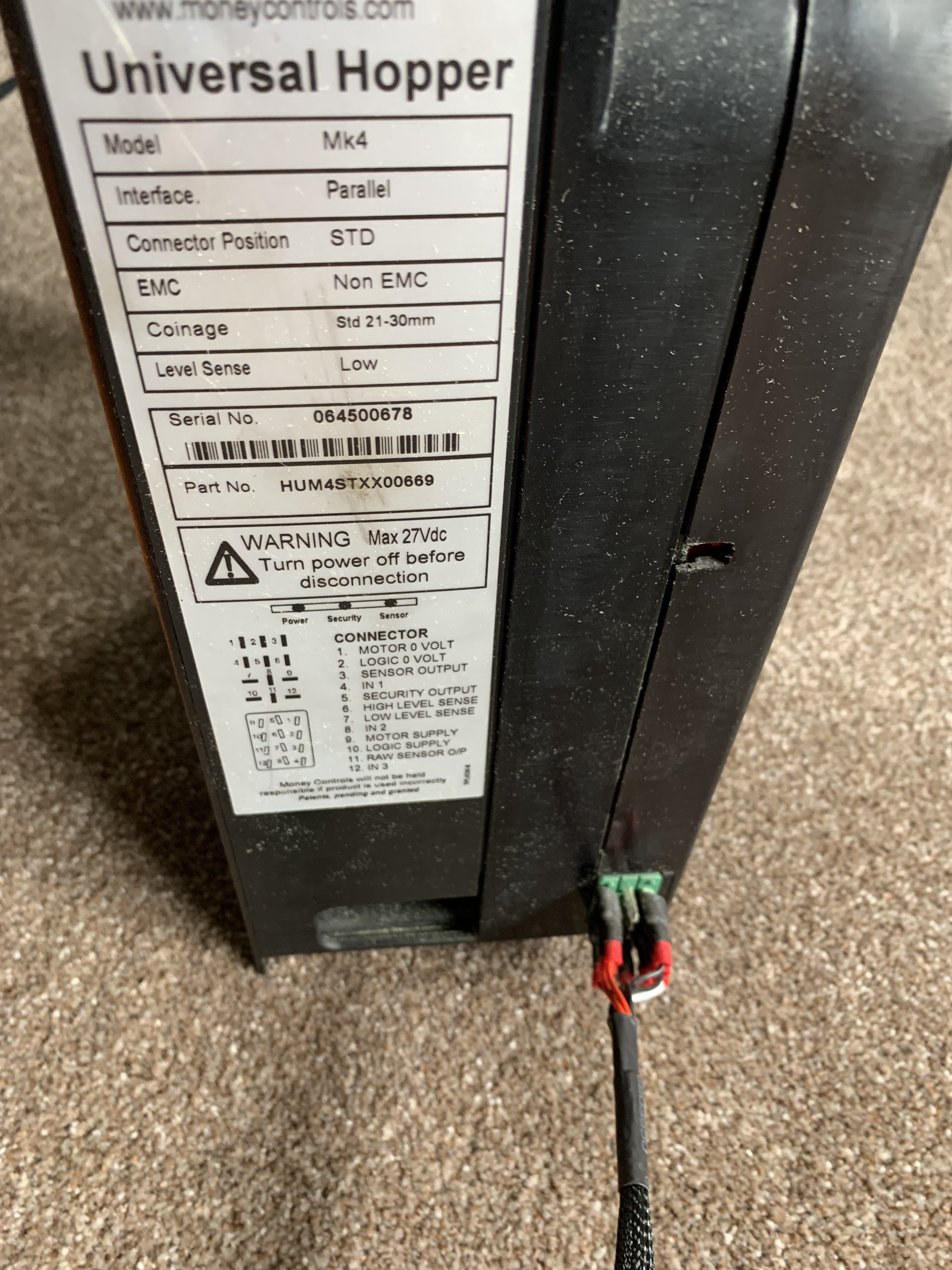 Money Controls Universal Hopper mk4 - Cabinet Building - Desert Island ...